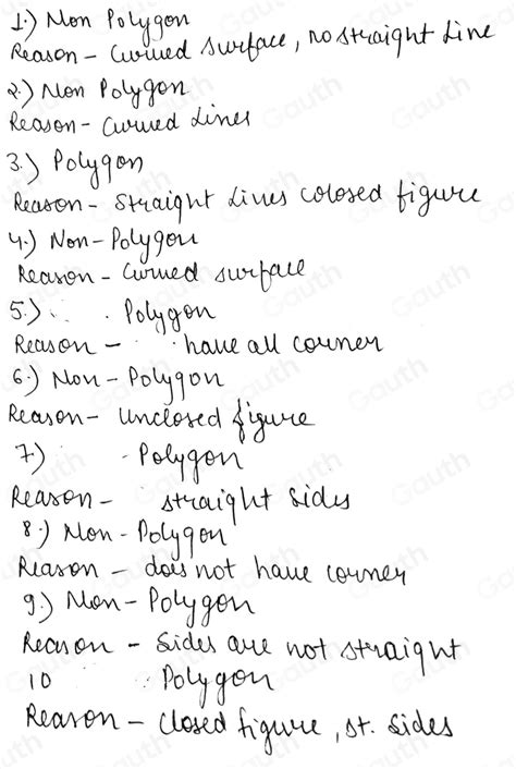 Solved Directions Write Poly If The Figure Is A Polygon And Not Poly