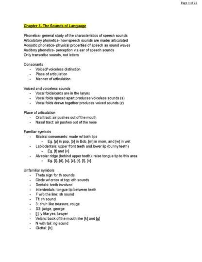 Introduction To Language And Linguistics Ling 100 Textbook Summary