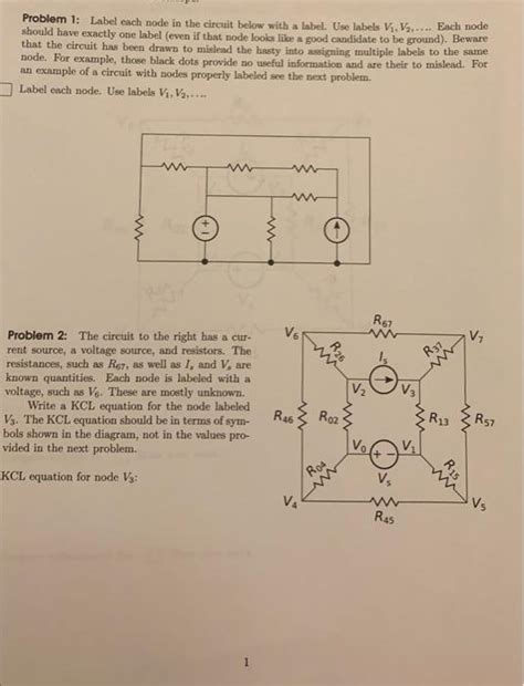 solved problem 1 label each node in the circuit below with