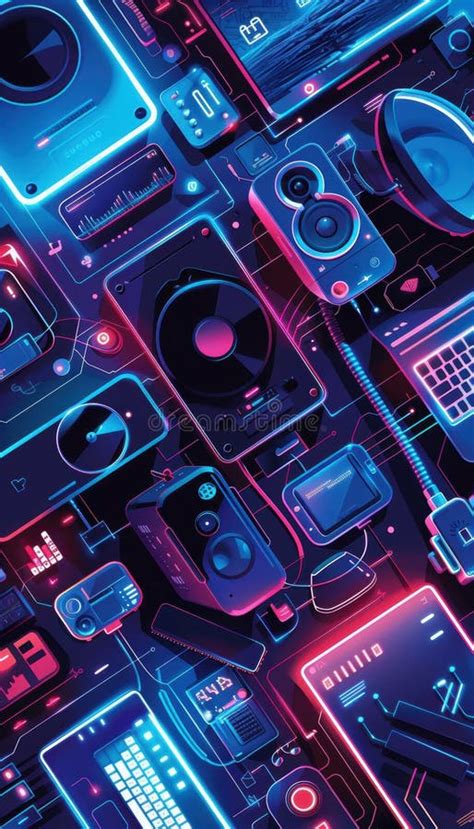 Cyber Week Electronics Banner With Futuristic Neon Lights For Mobile