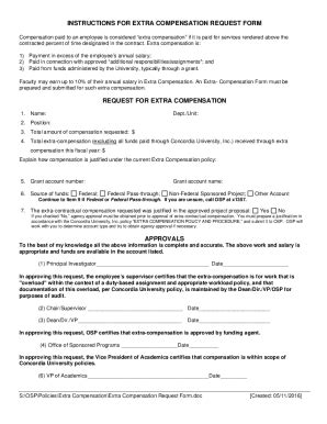 Fillable Online ORSP Extra Compensation Request Form Fax Email Print PdfFiller
