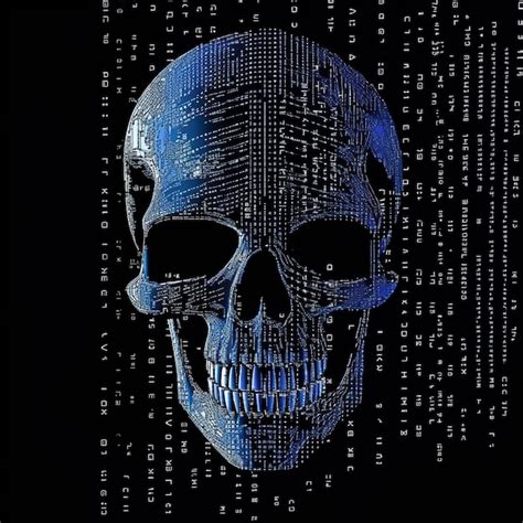 Premium Ai Image Human Scull Ascii Matrix Style