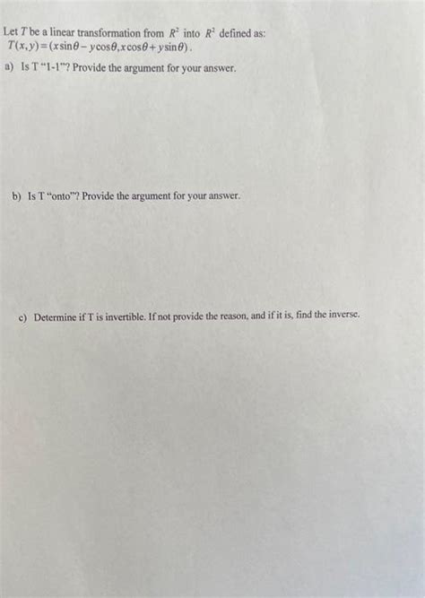 solved let t be a linear transformation from rinto r defined