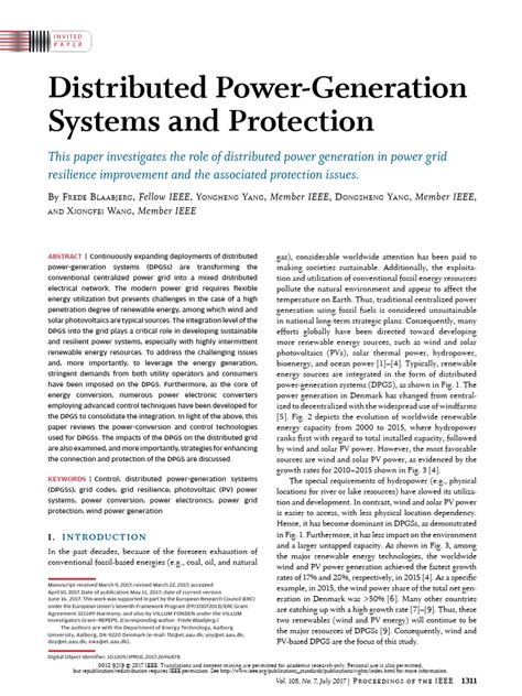 2017 Distributed Power Generation Systems And Protection Pdf Photovoltaics Electrical Grid