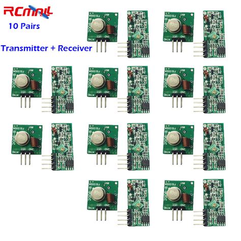 Rcmall 315m 무선 송신기 수신기 모듈 슈퍼 재생 모듈 도난 방지 알람 송신기 10 쌍 Iot 기기