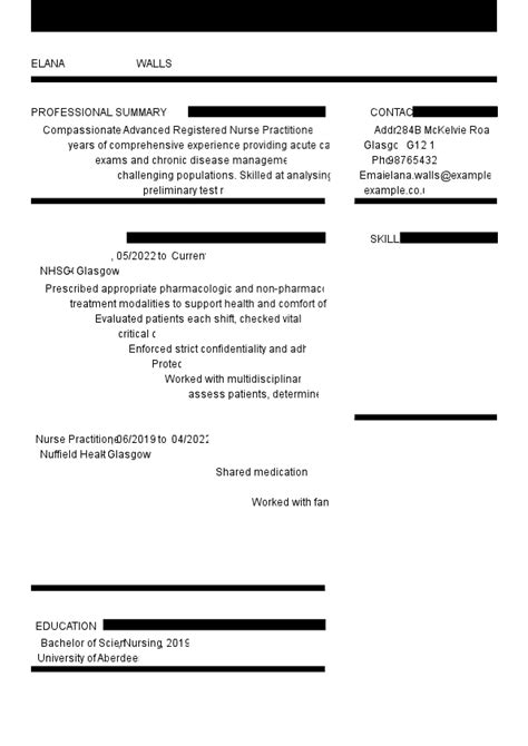 Nurse Practitioner Cv Examples And Templates Myperfectcv