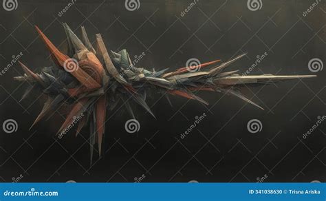 abstract sculpture with sharp angular shapes and a muted color palette stock illustration