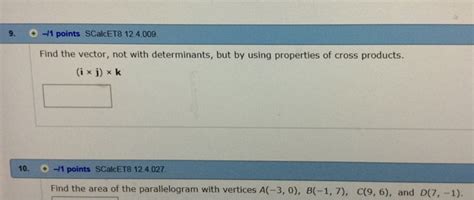 Solved Find The Vector Not With Determinants But By Using
