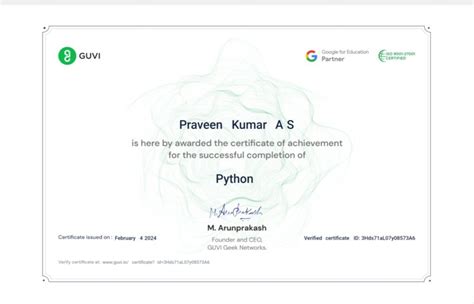 Python Certification Softwaredevelopment Praveen Kumar