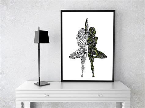 Yin And Yang Same Sex Yoga Asana Printable Wallart To Etsy