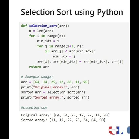 Selection Sort Using Python Artificialintelligence Youtube