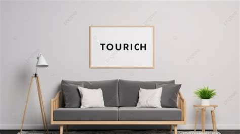 흰색 벽과 프레임 모형을 갖춘 가구가 있는 거실 인테리어의 3d 렌더링 포스터 프레임 프레임 모형 벽 예술 배경 일러스트