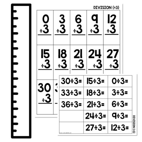 Math Fact Fluency Sticks Math Fact Fluency Practice Flashcards Division ÷3 Lucky Little