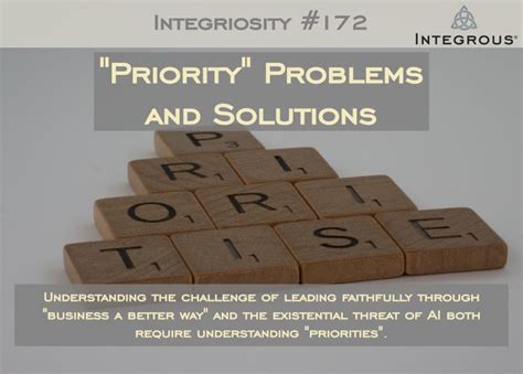 Integrous 172 Three Priority Problems And Some Solutions