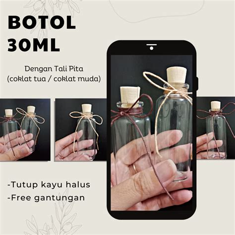 Jual Botol Vial 30ml Botol Mini Botol Kaca Sample Souvenir Tutup Kayu Tali Kulit