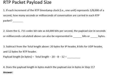[solved] Rtp Packet Payload Size 1 If Each Increment Of The Rtp Solutioninn