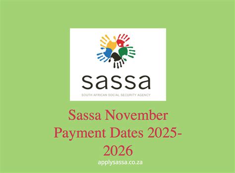 Sassa November Payment Dates 2025 2026 SASSA Grant 2025