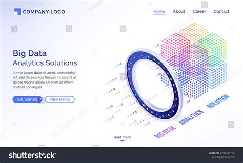 Big Data Analytics Solutions Isometric Landing Stock Vector Royalty Free 1790343734 Shutterstock