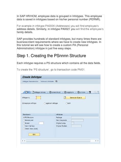Create A Custom Pa Infotype In Sap In 5 Steps Pdf Databases Information Management
