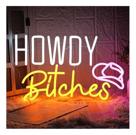 Cartel De Neón Howdy Bitches Lmsignly 27x43cm Led Usb C Howdy Bitches