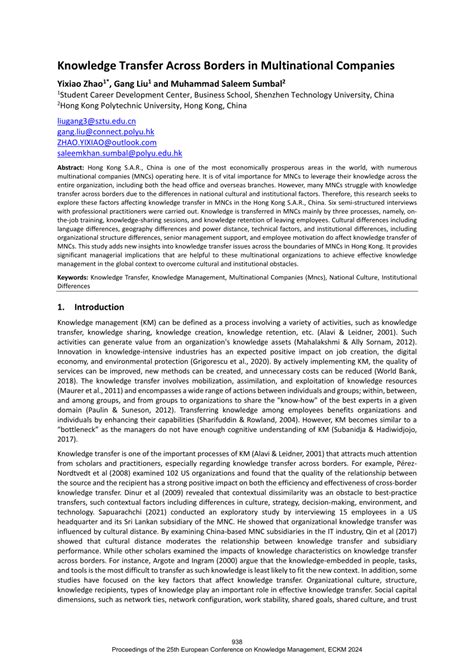 Pdf Knowledge Transfer Across Borders In Multinational Companies