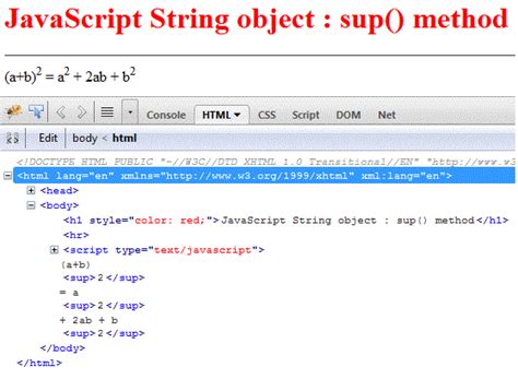 Javascript Sup Method String Object W3resource