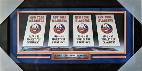 N Y Islanders Stanley Cup Banners Framed Photo