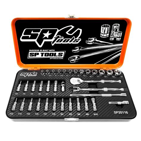 Sp Tools Sp20116 1 4 Square Drive Socket Set Metric Inhex Torx And Spline 35 Piece Set 1 4