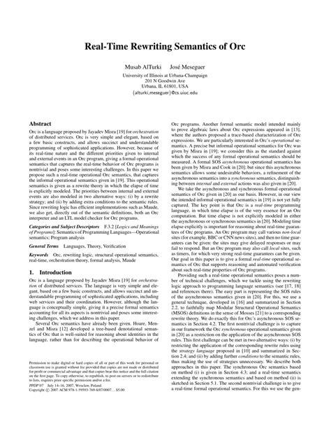 Pdf Real Time Rewriting Semantics Of Orc