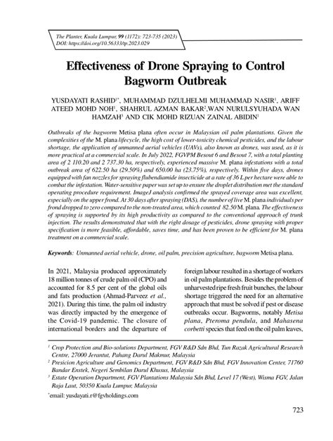 Pdf Effectiveness Of Drone Spraying To Control Bagworm Outbreak