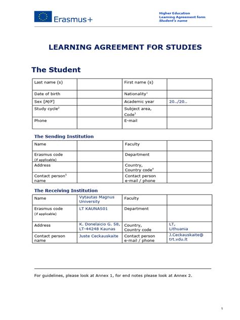 Learning Agreement For Erasmus 3 Pdf Academic Degree