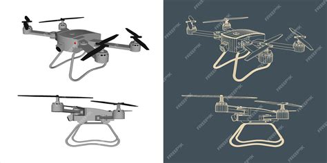 Premium Vector Vector Drone Or Quadcopter Line Wireframe Blueprint