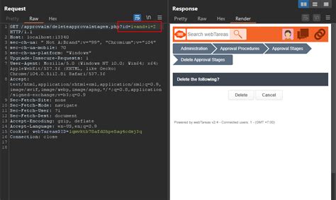 sql injection vulnerability on id in deleteapprovalstages php in webtareas 2 4p5 · issue 2