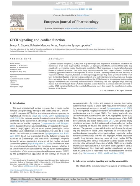 Gpcr Signaling And Cardiac Function Pdf Cell Signaling Cell Biology
