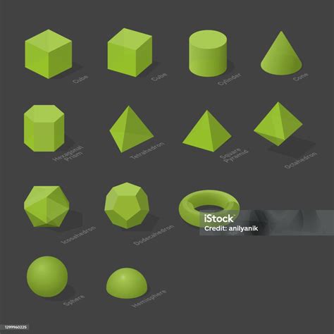 기본 3d 셰이프 고체에 대한 스톡 벡터 아트 및 기타 이미지 고체 원뿔 녹색 Istock