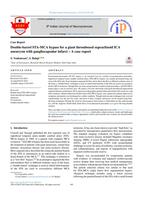 Pdf Double Barrel Sta Mca Bypass For A Giant Thrombosed Supraclinoid