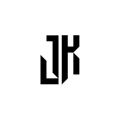 Jk 모노그램 로고 디자인 글자 텍스트 이름 기호 모노크롬 로고 타입 알파 문자 간단한 로고 프리미엄 벡터