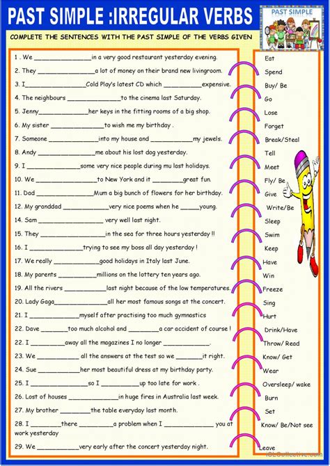 Past Simple Irregular Verbs Exercises