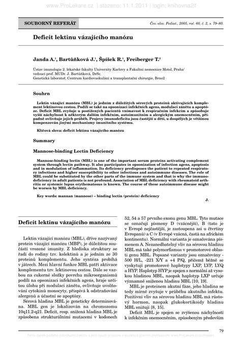 Pdf Mannose Binding Lectin Deficiency