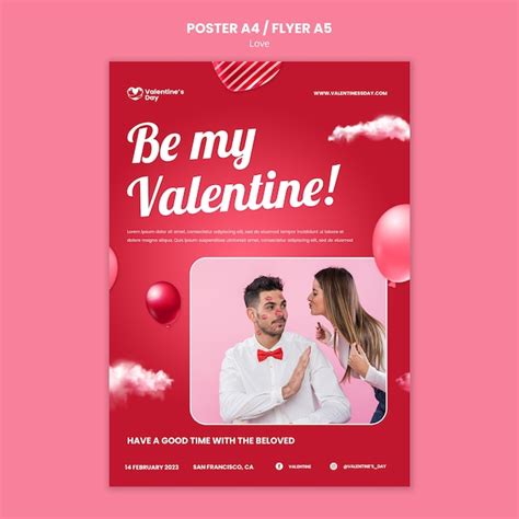 Free Psd Realistic Love Celebration Poster Template