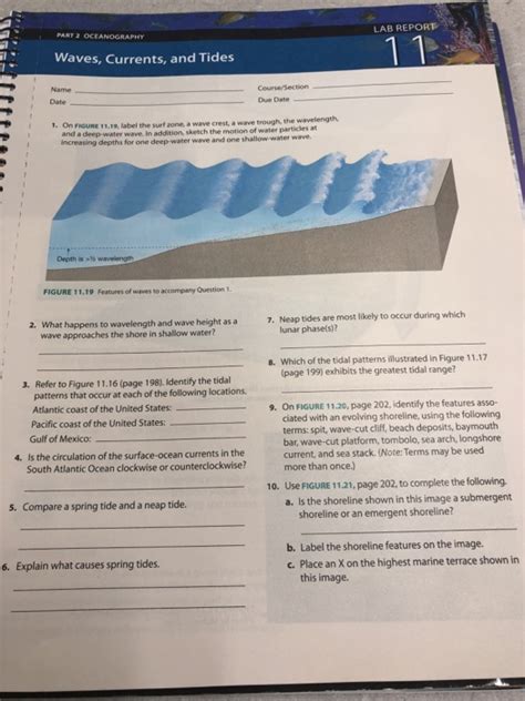 Lab Report Waves Currents And Tides Name Date Due