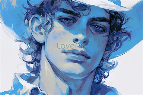 카우보이 모자를 쓴 남자 일러스트 무료 다운로드 Lovepik