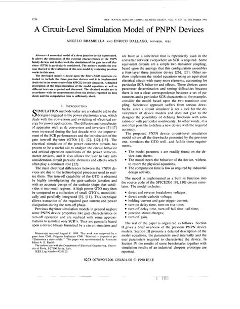 pdf a circuit level simulation model of pnpn devices