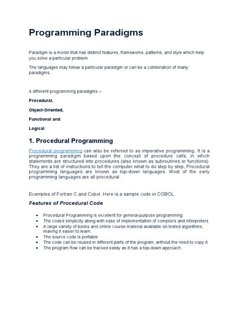 Different Paradigms For Problem Solving Pdf Object Oriented Programming Computer Programming