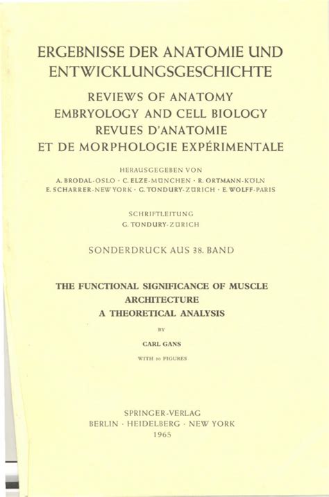 Pdf The Functional Significance Of Muscle Architecture A Theoretical Analysis