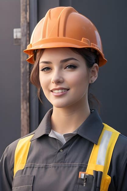 Premium Ai Image Female Engineer Wearing Uniform And Safety Helmet