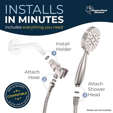 Hammerheadshowers Hammerhead Showers® Solid Metal 3 Spray Handheld