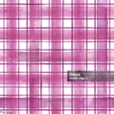 수채화 스트라이프 격자 무늬 이음새가 있는 패턴 흰색 배경에 분홍색 줄무늬 그래픽 프린트에 대한 스톡 벡터 아트 및 기타 이미지