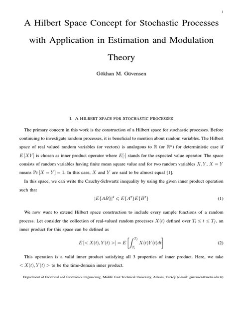 Hilbert Space For Random Processes Pdf Eigenvalues And Eigenvectors Stochastic Process