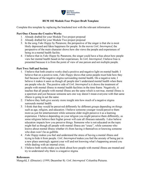 Hum 102 Module Four Project Draft Template Hum 102 Module Four